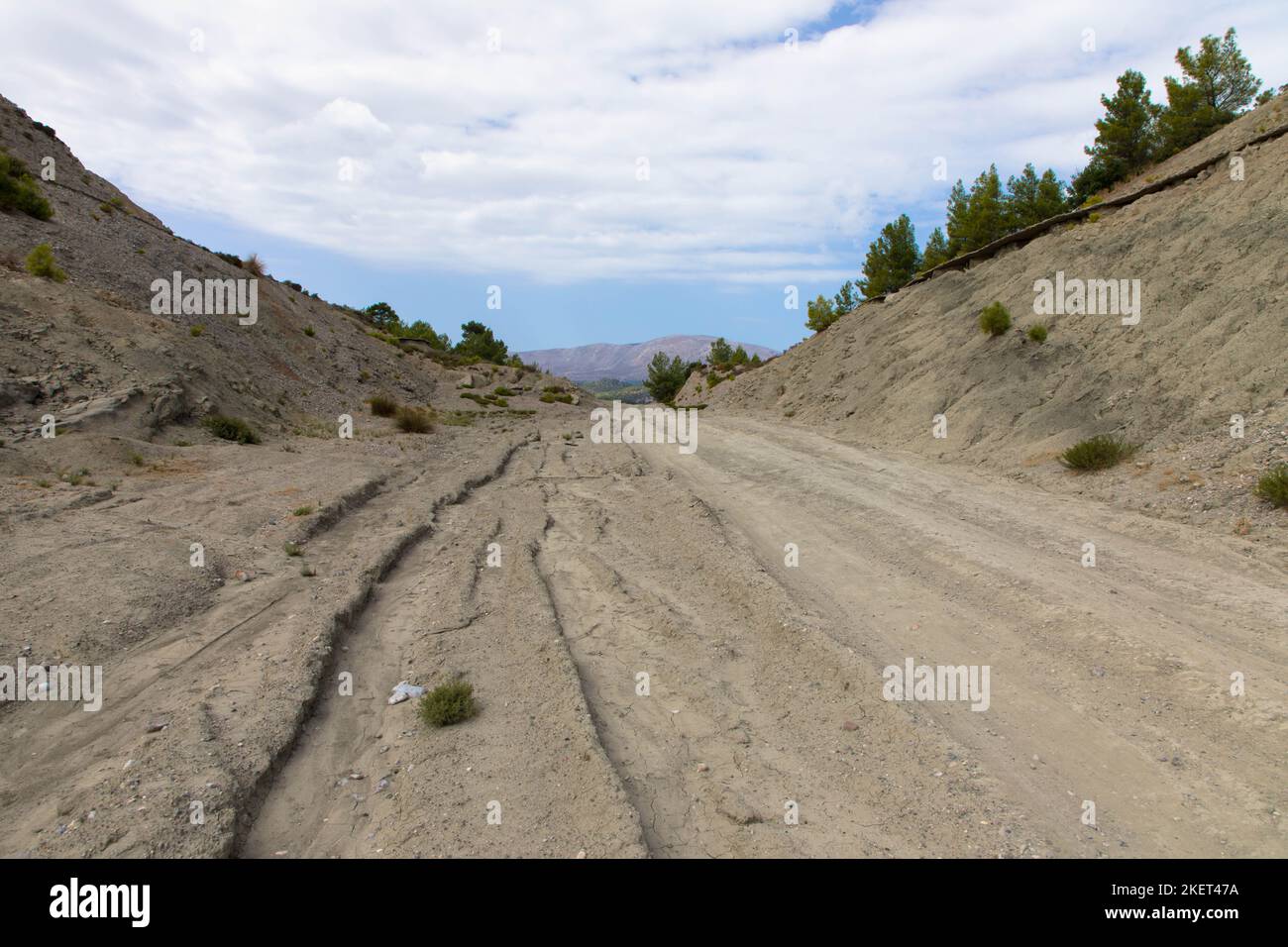 Sandy country road, 4x4 offroad trail. Near the Gadouras Dam. In the ...