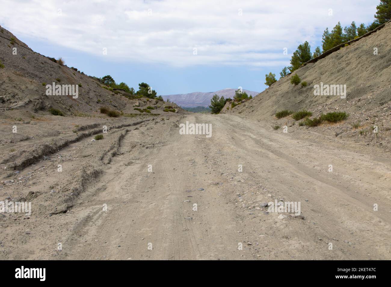 Sandy country road, 4x4 offroad trail. Near the Gadouras Dam. In the ...