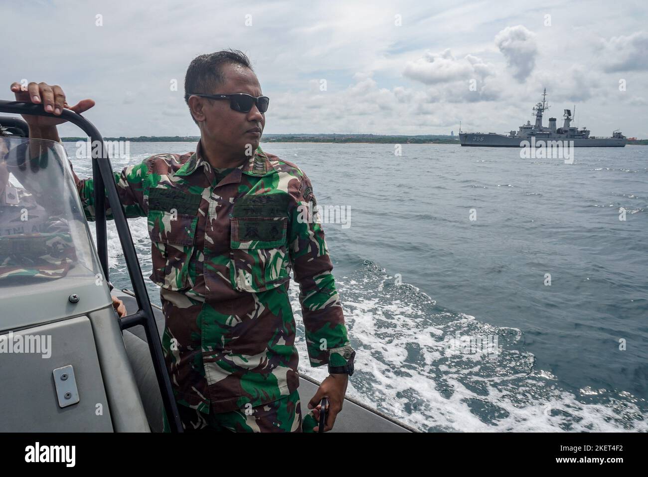 The Indonesian Navy performs a security patrol at Benoa Bay to support ...