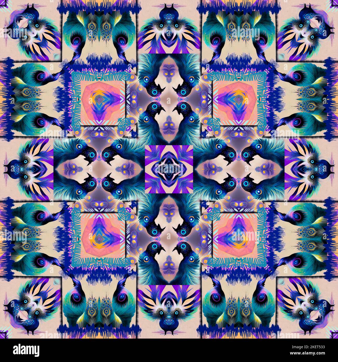 Brilliant peacock eye geometric wallpaper pattern. Elegant blur shimmer ...