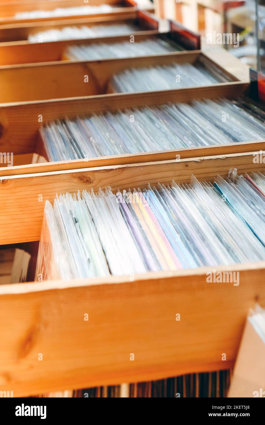 Vinyl records at record store Stock Photo - Alamy