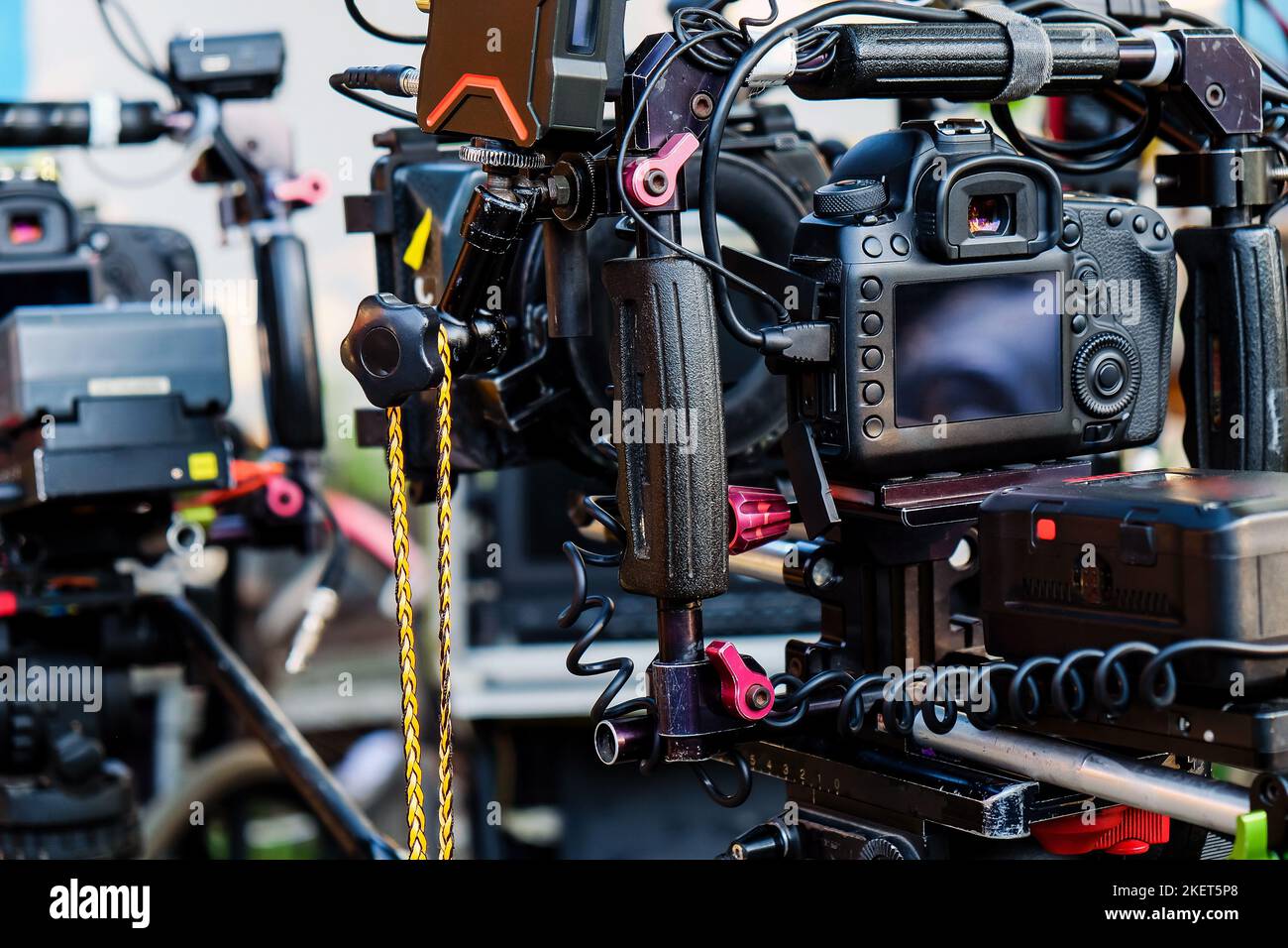 detail of Video camera , film crew production, behind the scenes ...
