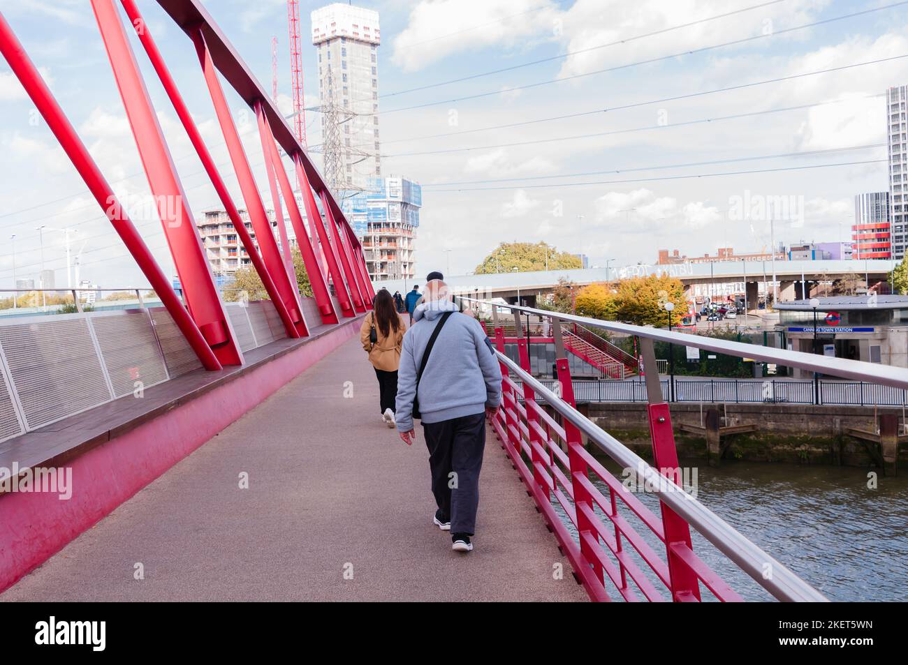 public single span pedestrians foot bridge over river lea links east ...