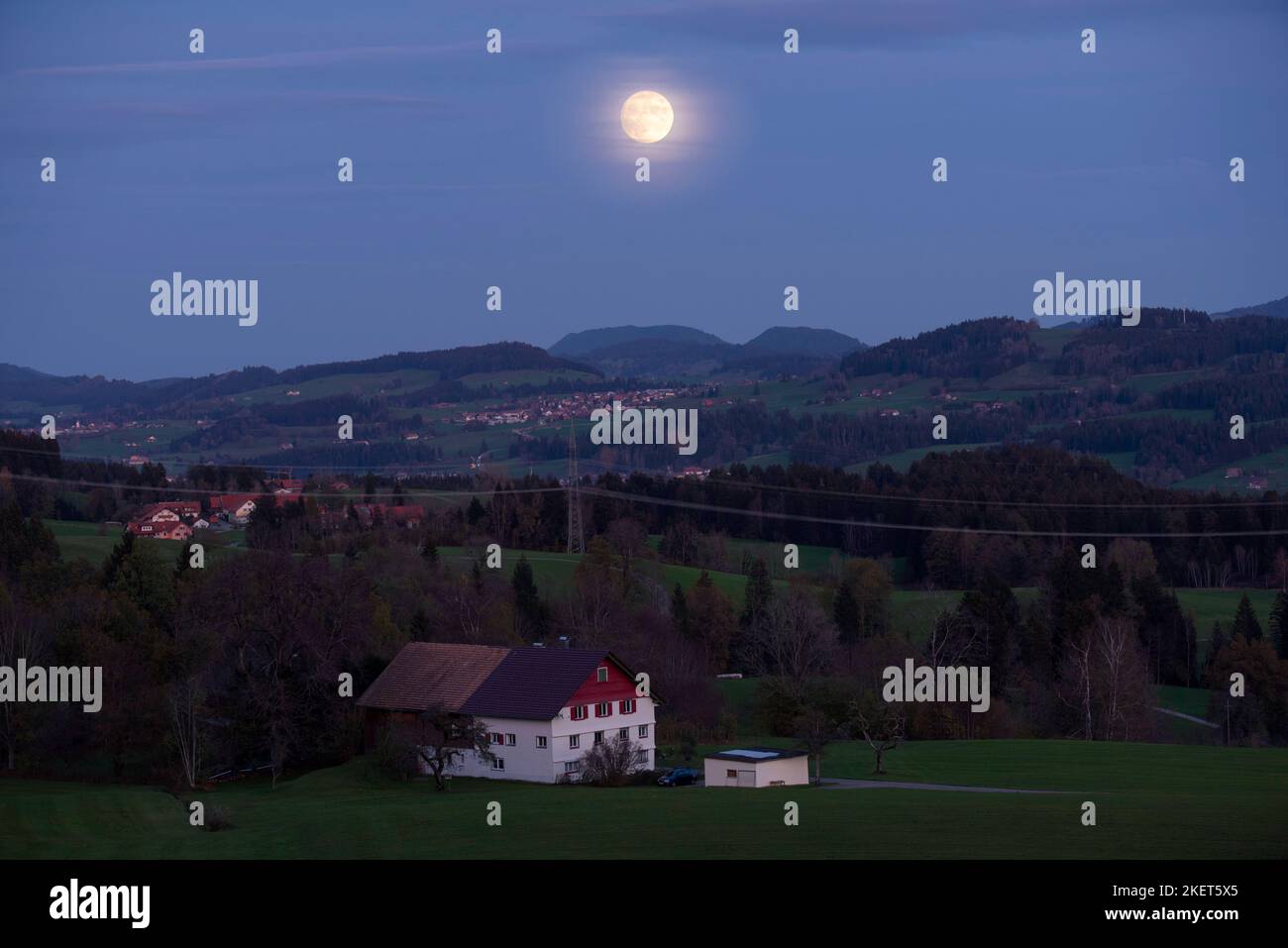Germany, Scheidegg, Alps - November 13, 2022: Panoramic countryside ...
