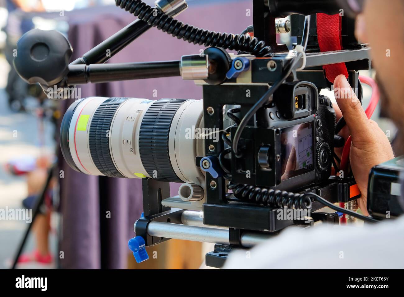 detail of Video camera , film crew production, behind the scenes ...