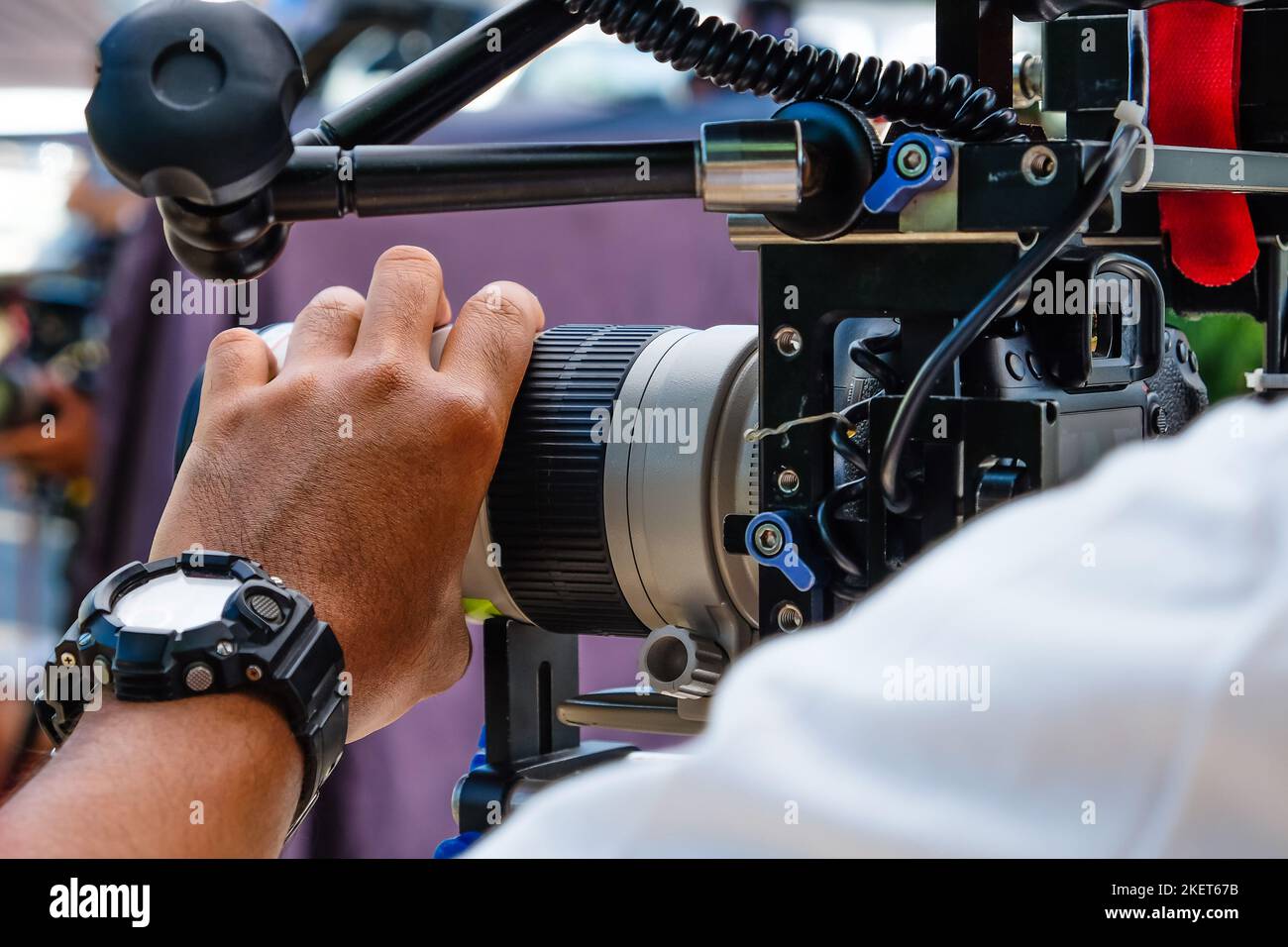 detail of Video camera , film crew production, behind the scenes ...