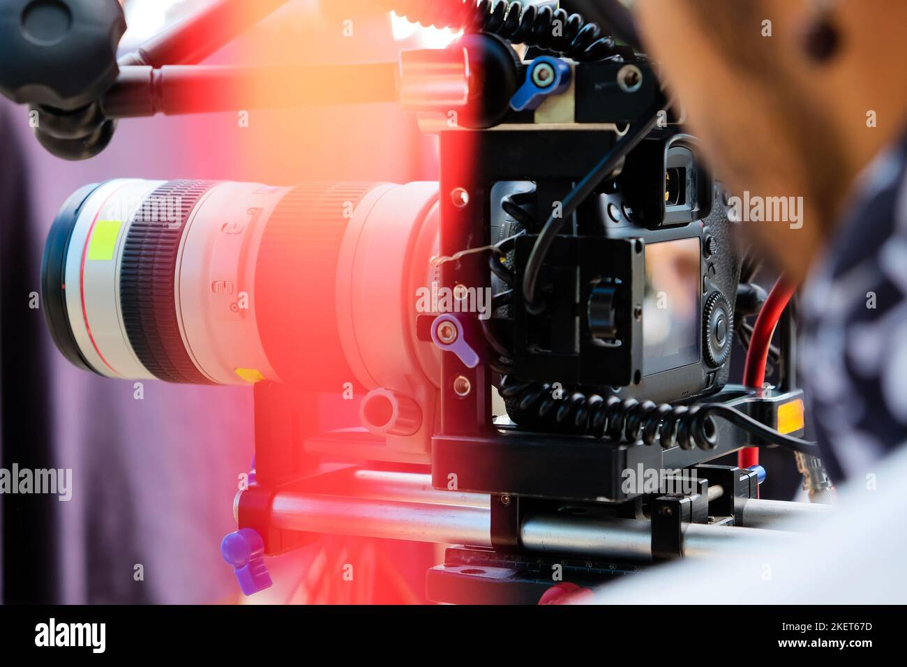 detail of Video camera , film crew production, behind the scenes ...