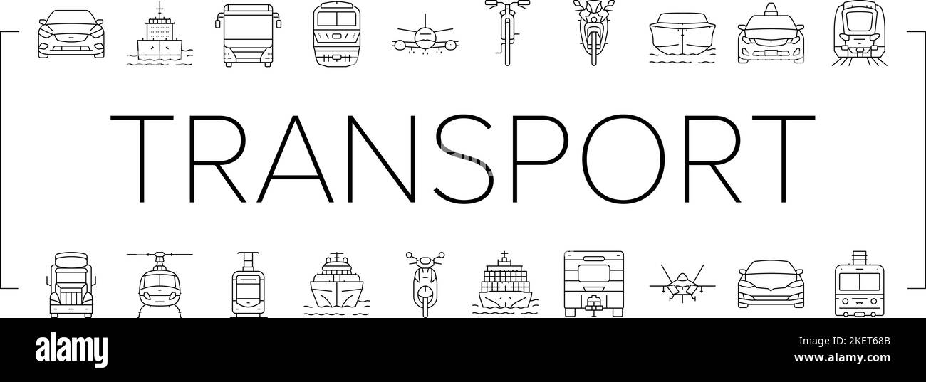 transport truck car vehicle ship icons set vector Stock Vector Image ...
