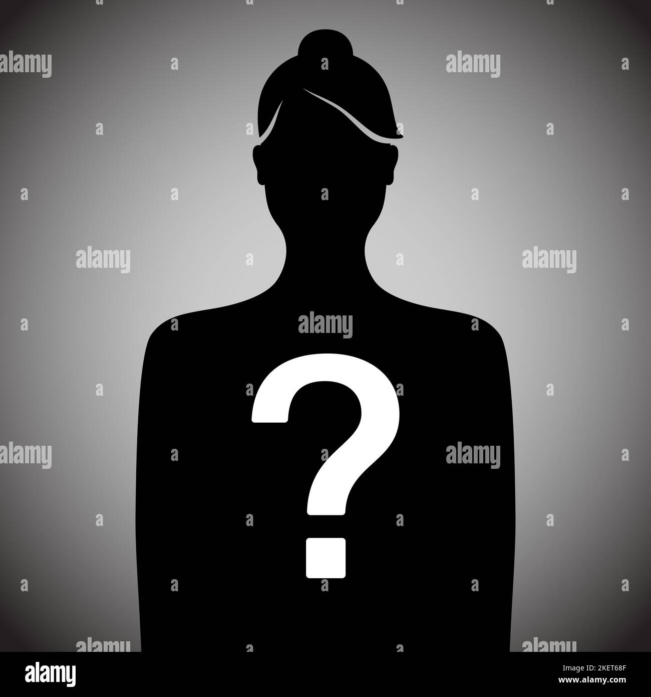 Anonymous woman black silhouette with question mark. Incognito female ...