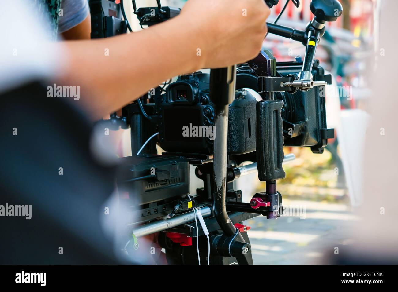 detail of Video camera , film crew production, behind the scenes ...