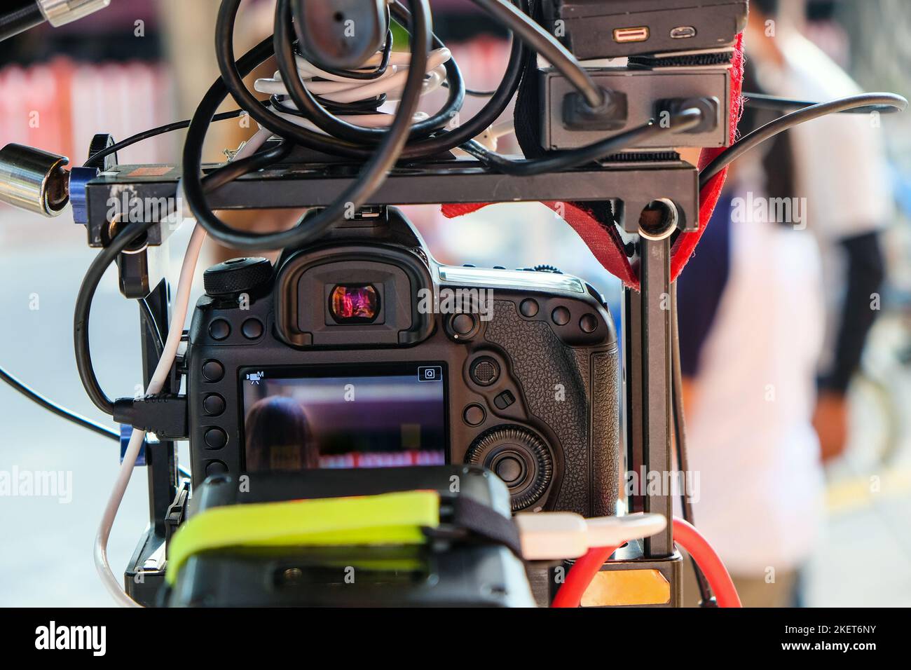 detail of Video camera , film crew production, behind the scenes ...