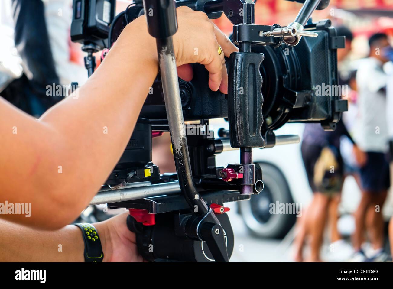 detail of Video camera , film crew production, behind the scenes ...