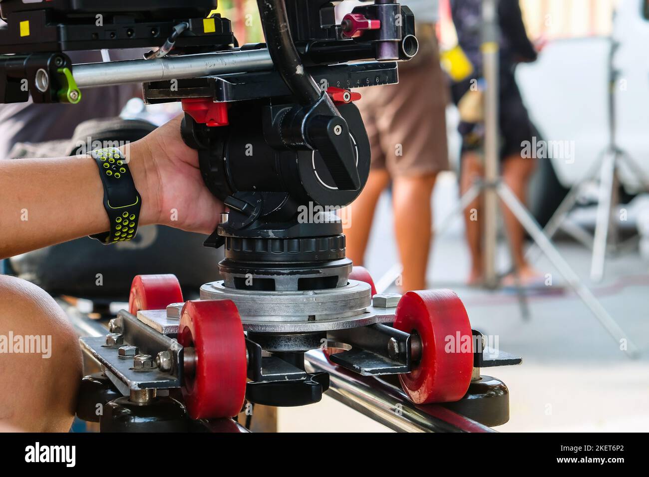 detail of Video camera , film crew production, behind the scenes ...