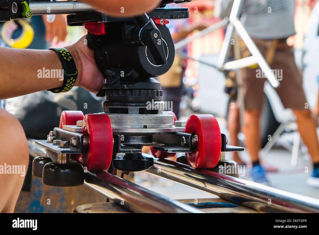 detail of Video camera , film crew production, behind the scenes ...