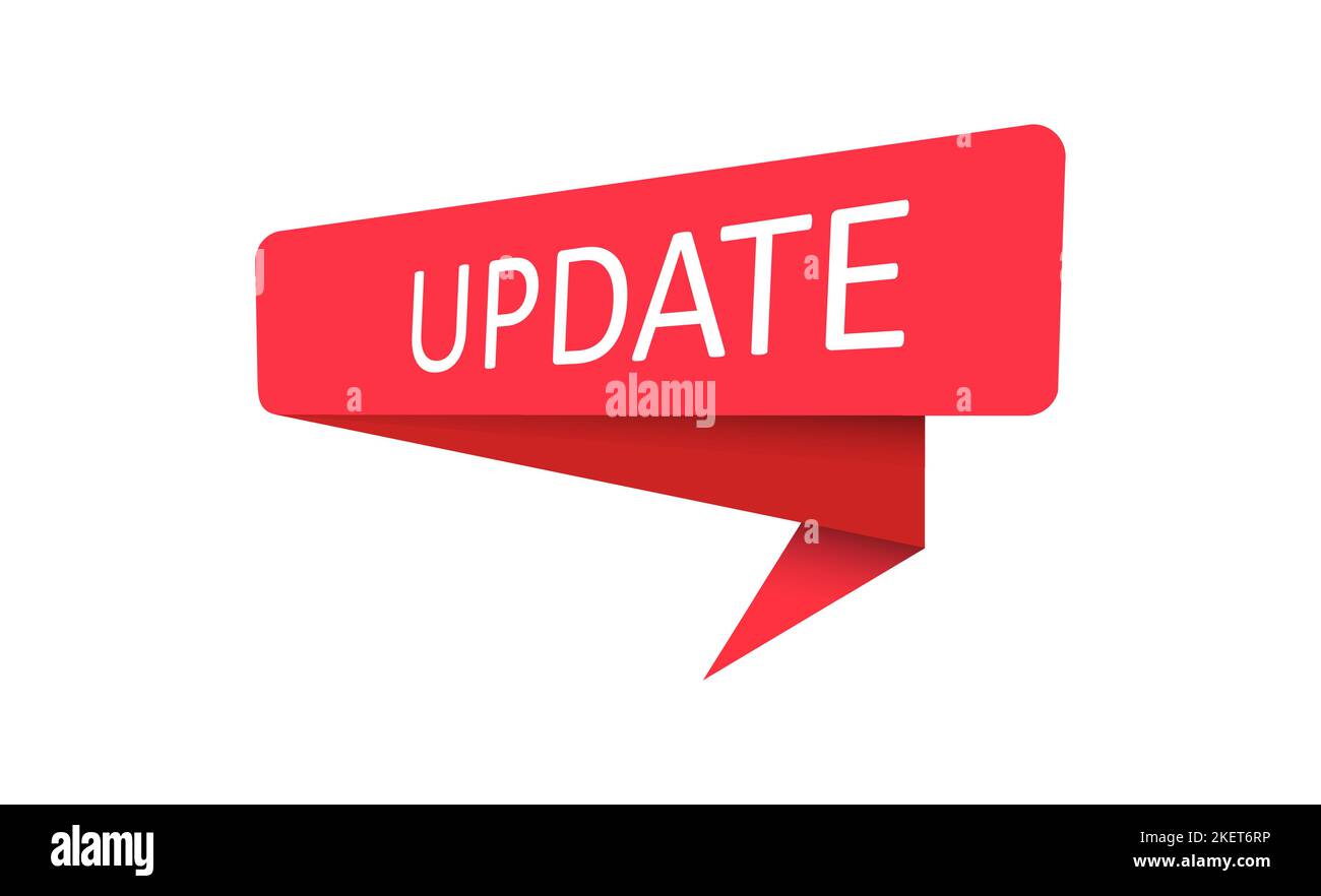 Update. A red banner, pointer, sticker, label or speech bubble for apps ...