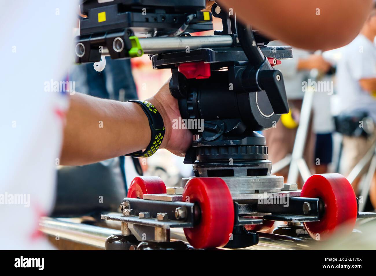 detail of Video camera , film crew production, behind the scenes ...