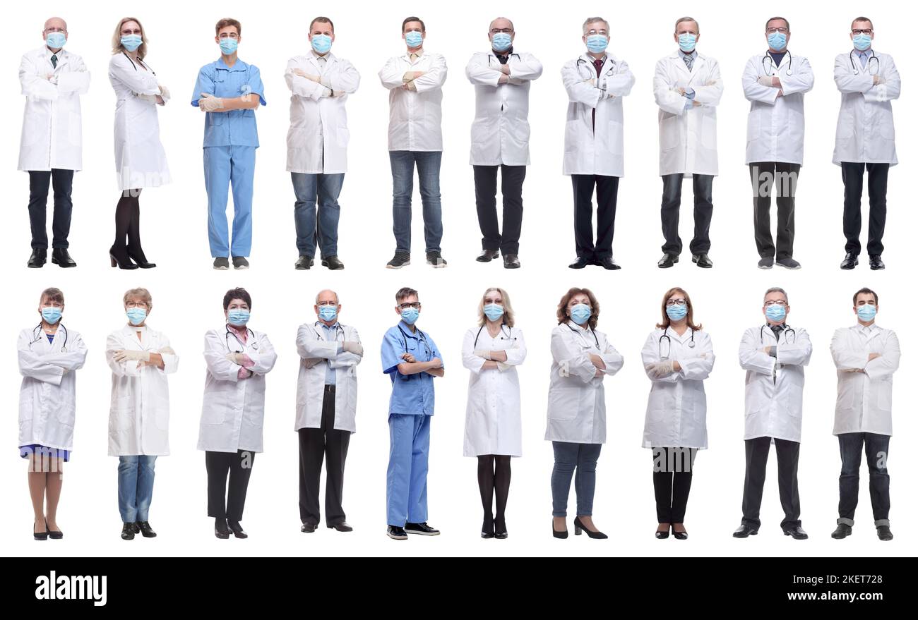 group of doctors in mask isolated on white Stock Photo - Alamy