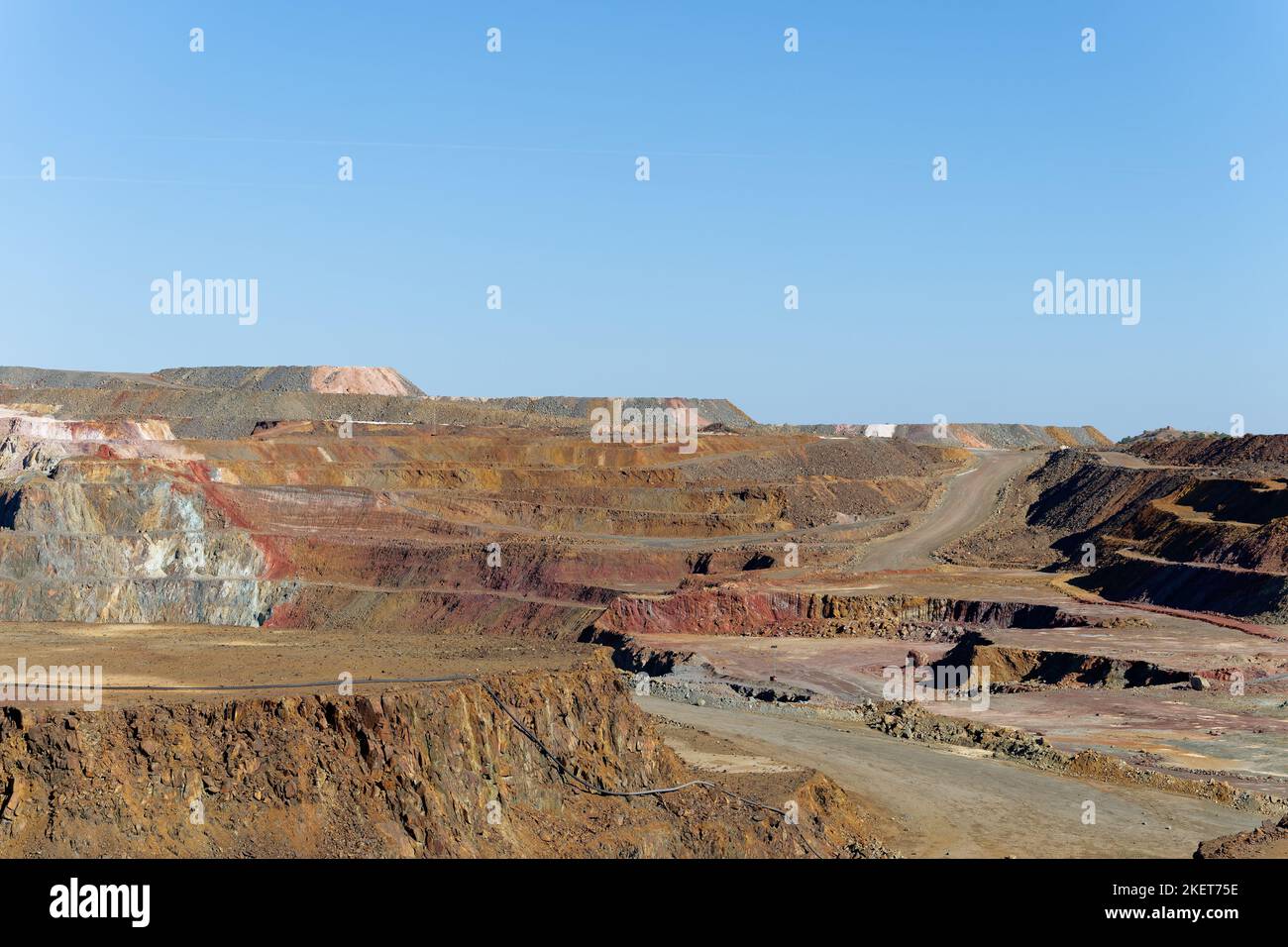 Aerial drone view of Mining activity in Minas de Riotinto in Spain ...