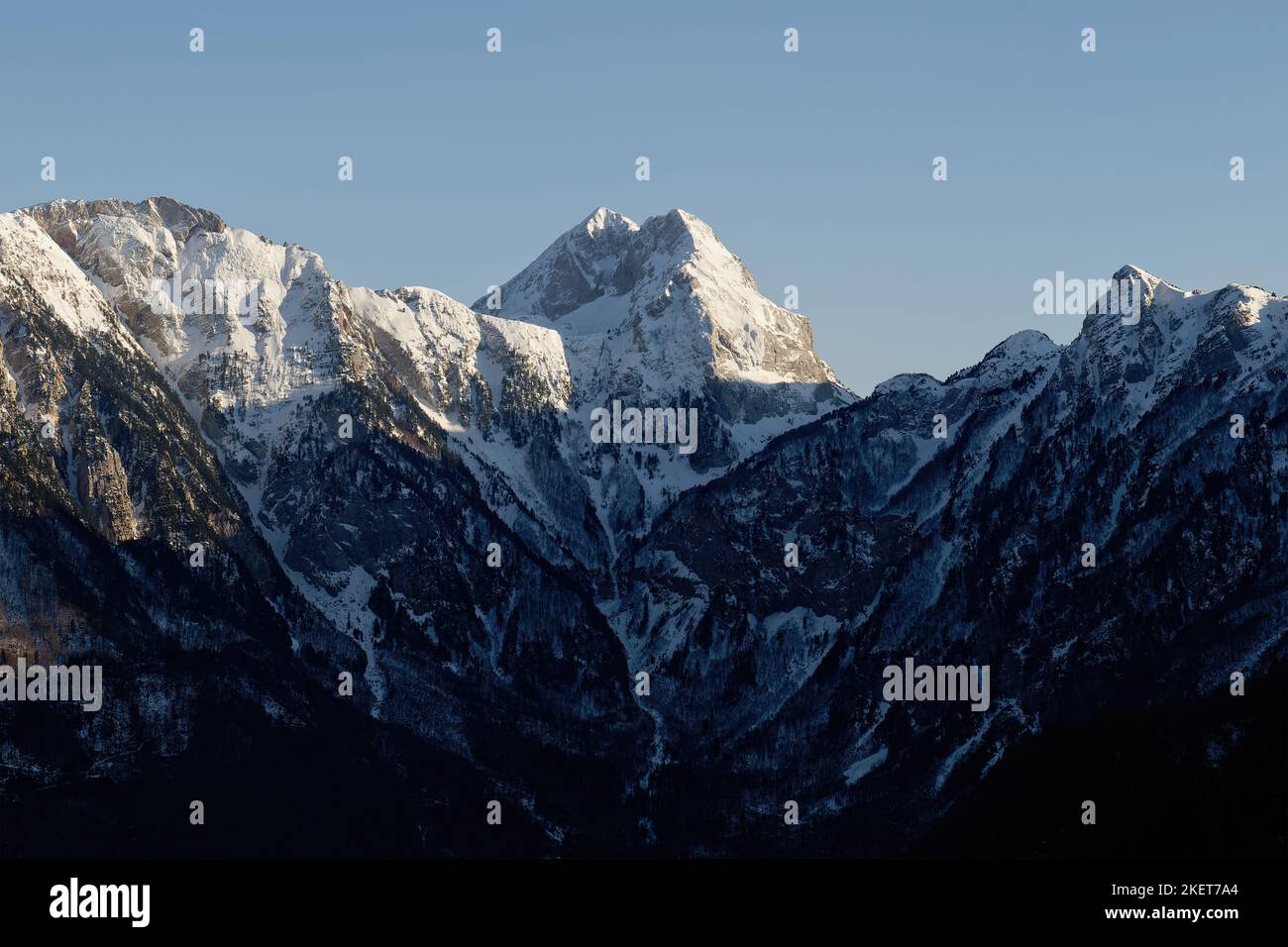 Amazing view of a mountain peak during sunset. Summit of difficult ...