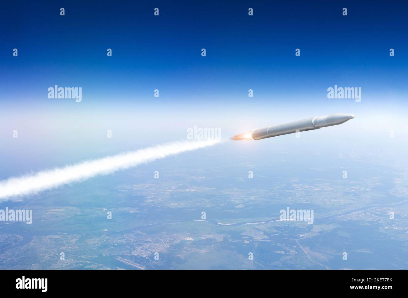 Missile launched from the ground, flying in the air Stock Photo - Alamy