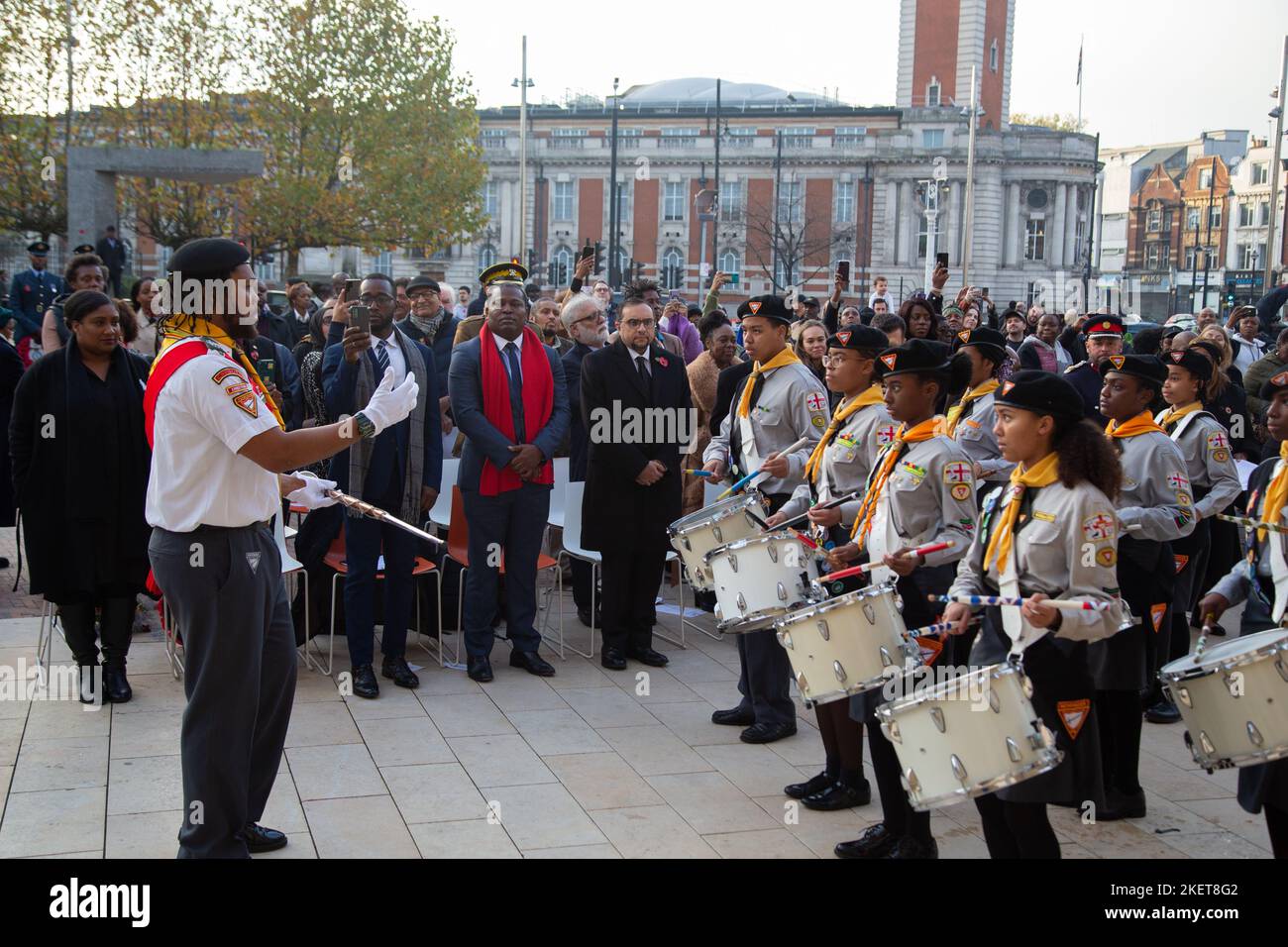 London, UK. 13th Nov, 2022. Attendees watch a church band in Windrush ...