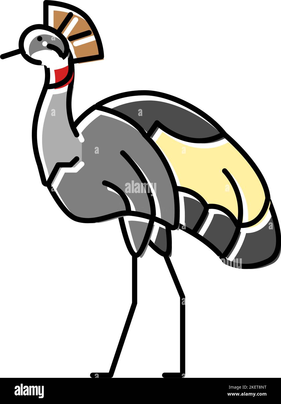 african crowned crane bird exotic color icon vector illustration Stock ...