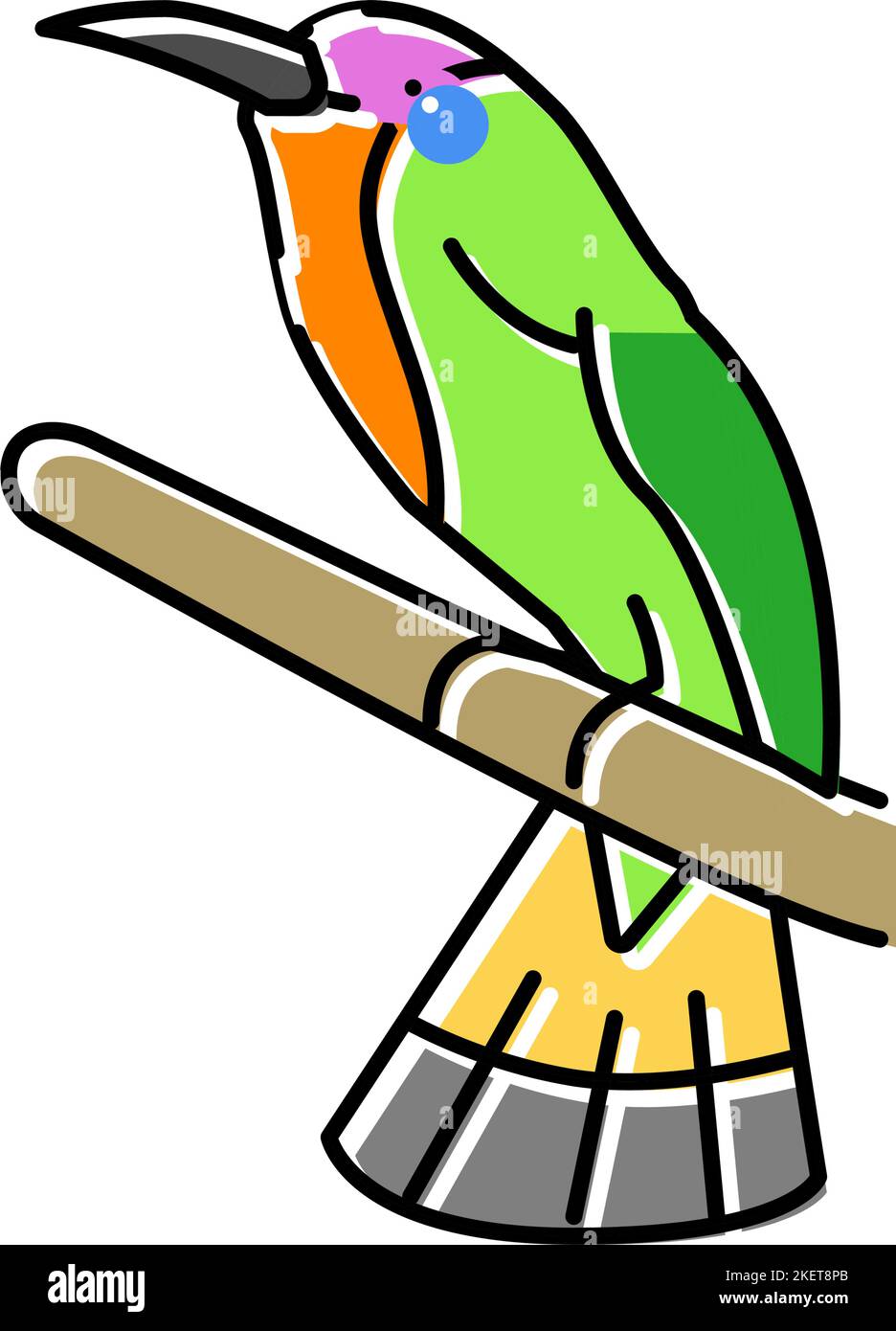 red bearded bee eater bird exotic color icon vector illustration Stock ...