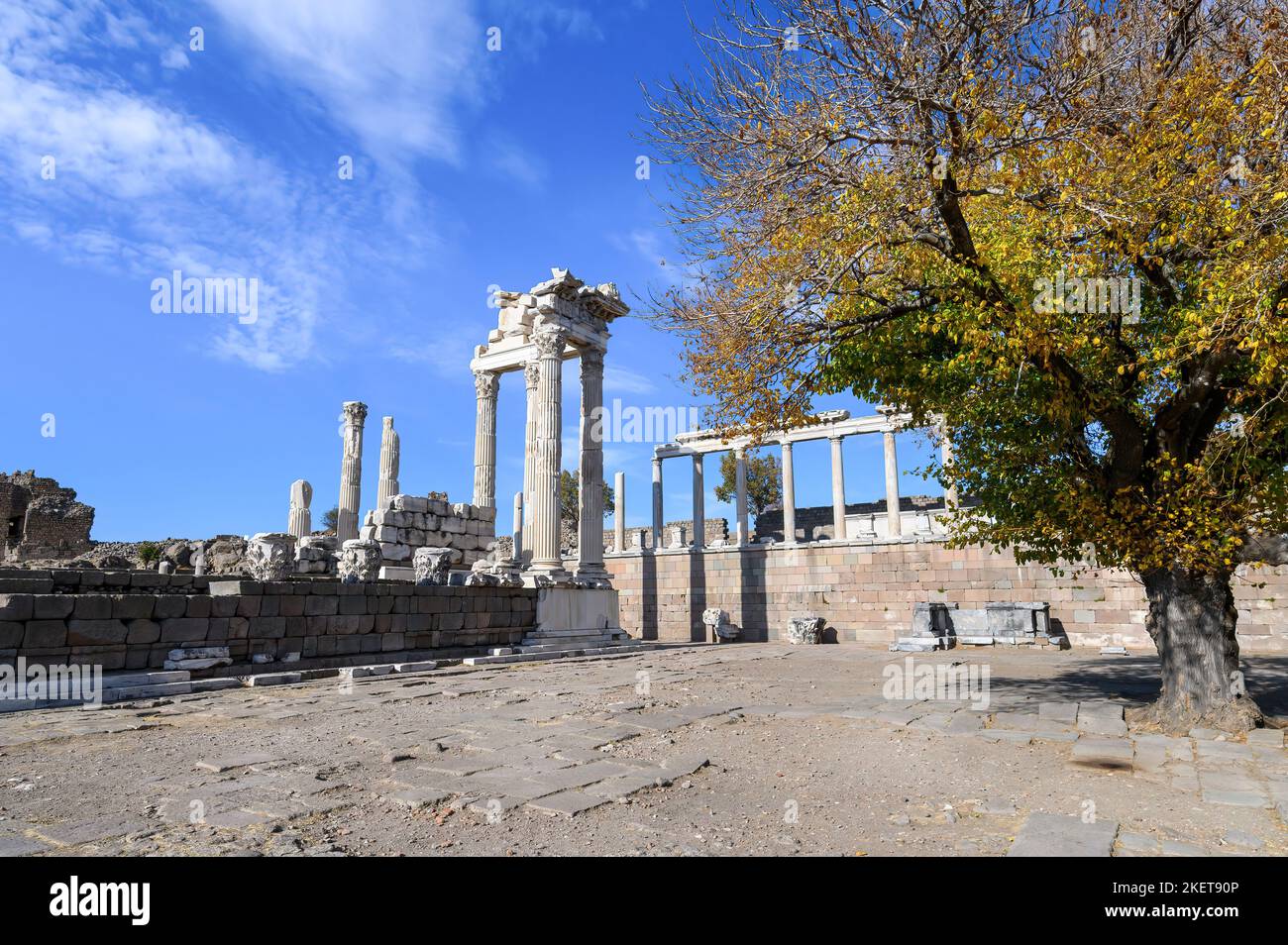 Temple of Trajan at Acropolis of Pergamon Ancient City Ruins in Bergama ...