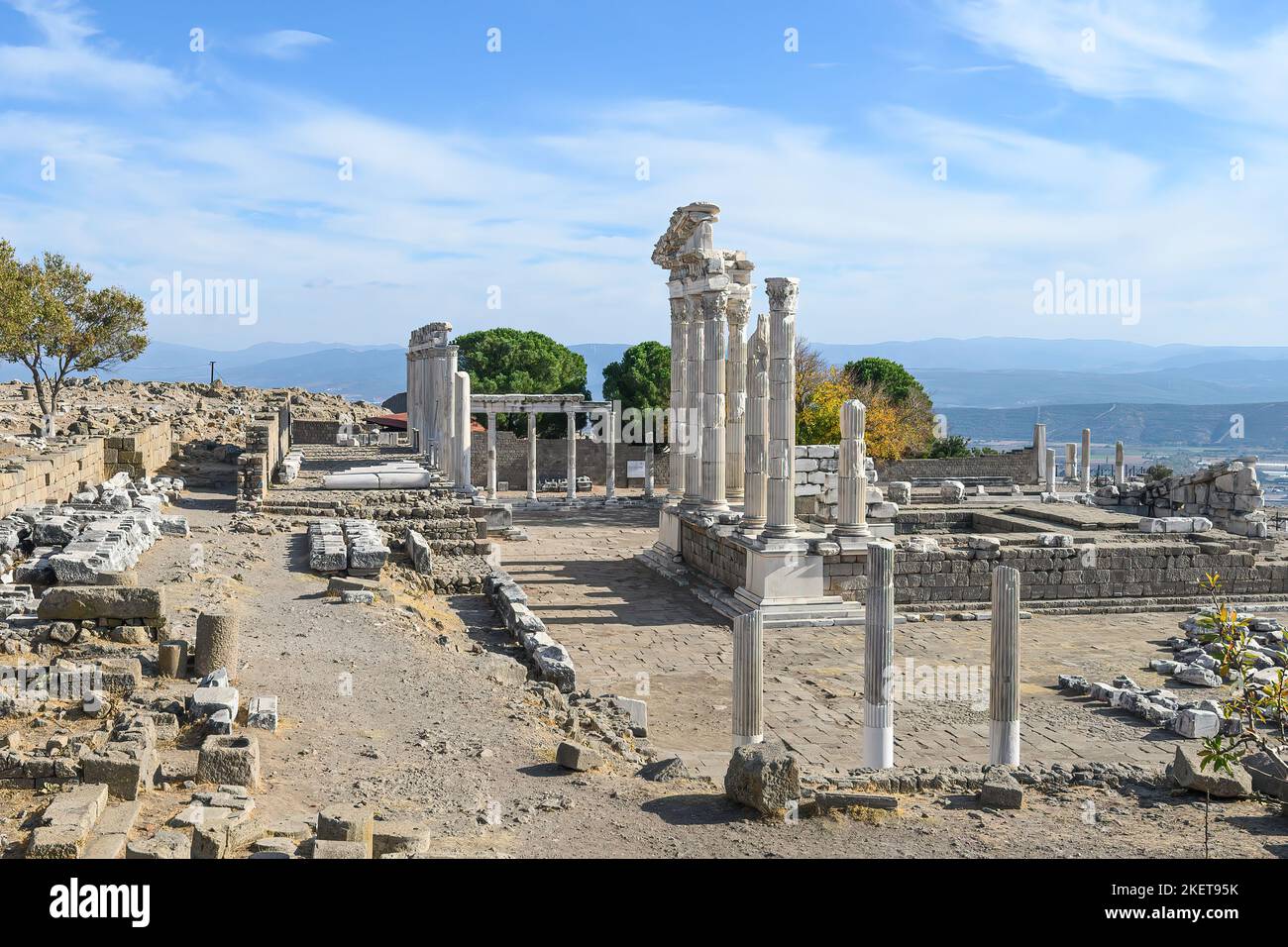 Temple of Trajan at Acropolis of Pergamon Ancient City Ruins in Bergama ...