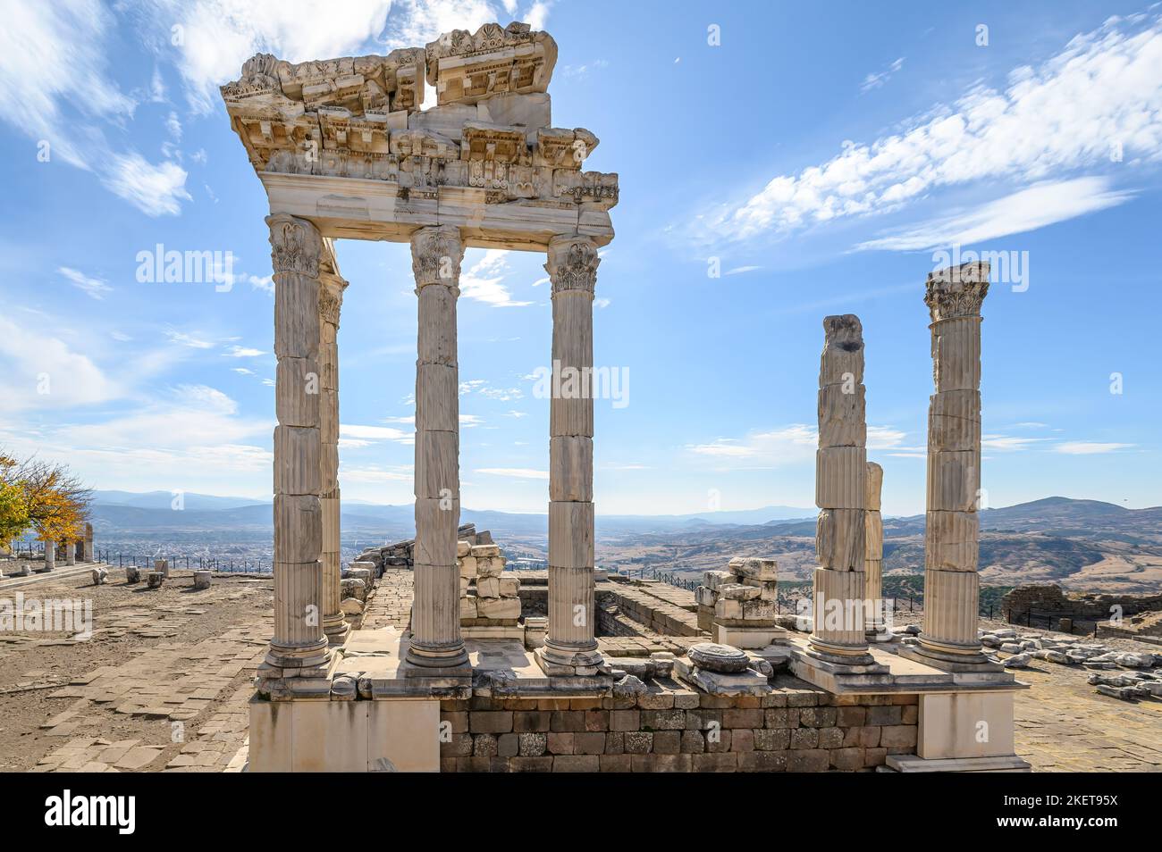 Temple of Trajan at Acropolis of Pergamon Ancient City Ruins in Bergama ...