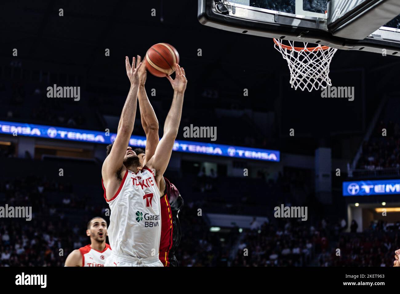 Ismael Bako (L) of Belgium and Furkan Haltali (L) of Turkey in action ...