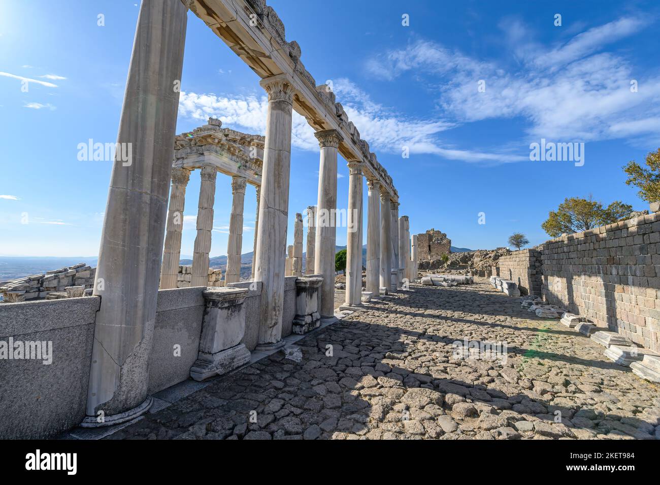 Temple of Trajan at Acropolis of Pergamon Ancient City Ruins in Bergama ...