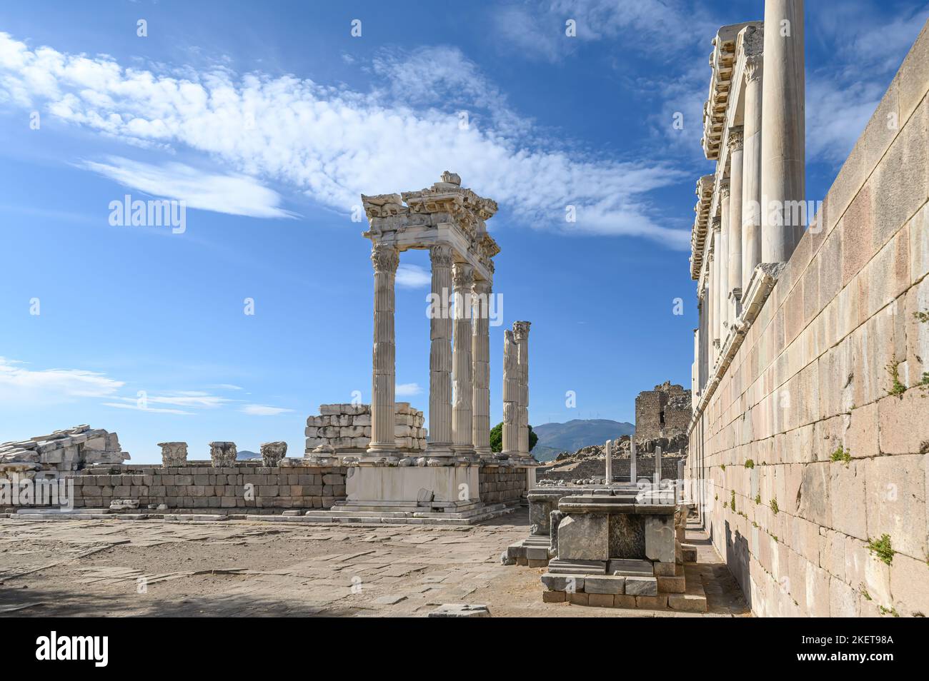 Temple of Trajan at Acropolis of Pergamon Ancient City Ruins in Bergama ...