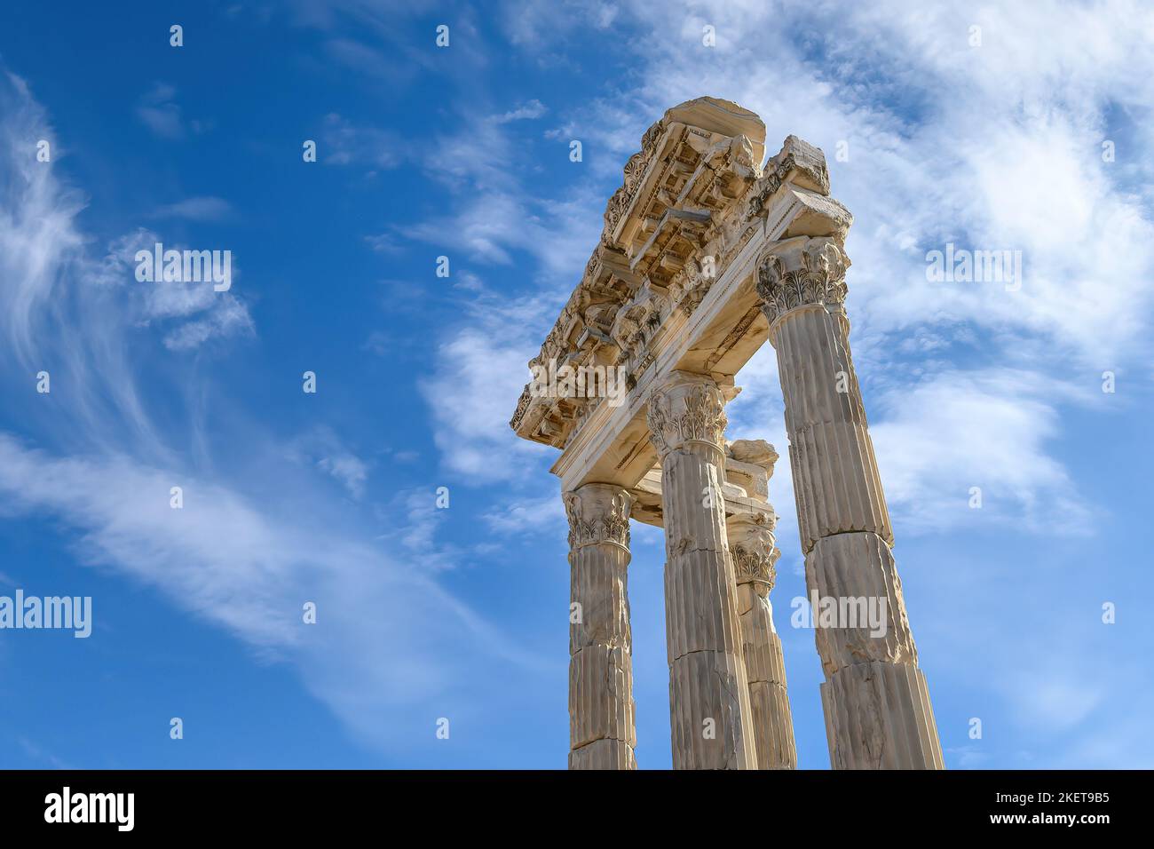 Temple of Trajan at Acropolis of Pergamon Ancient City Ruins in Bergama ...