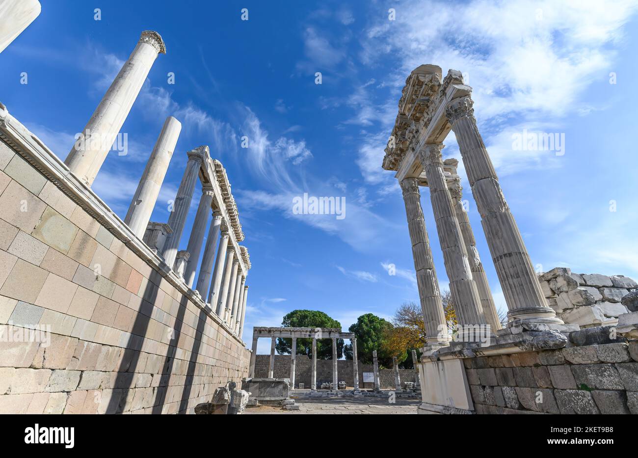 Temple of Trajan at Acropolis of Pergamon Ancient City Ruins in Bergama ...