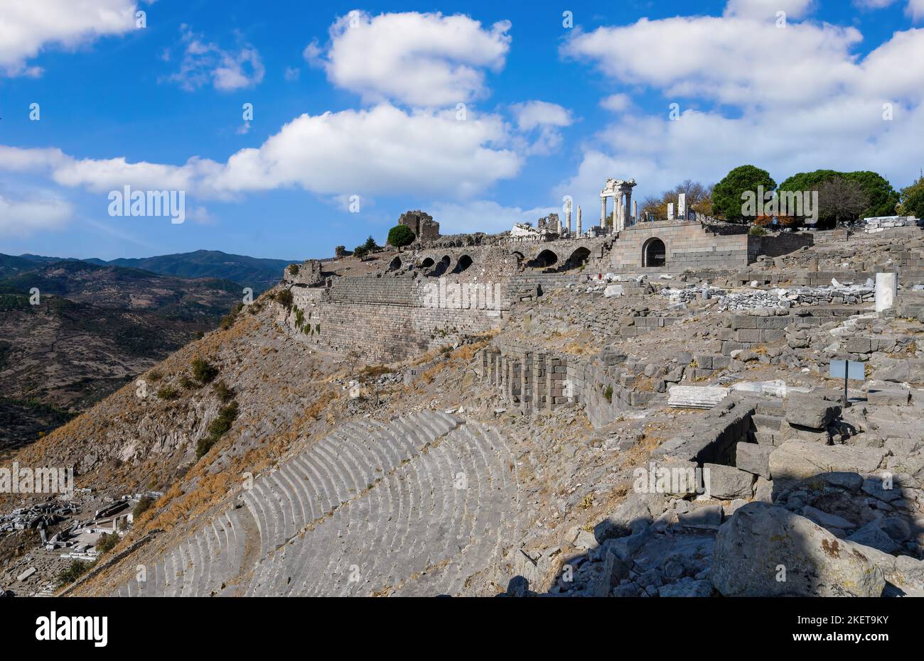 The Acropolis of Pergamon Ancient City Ruins in Bergama, Izmir, Turkey ...