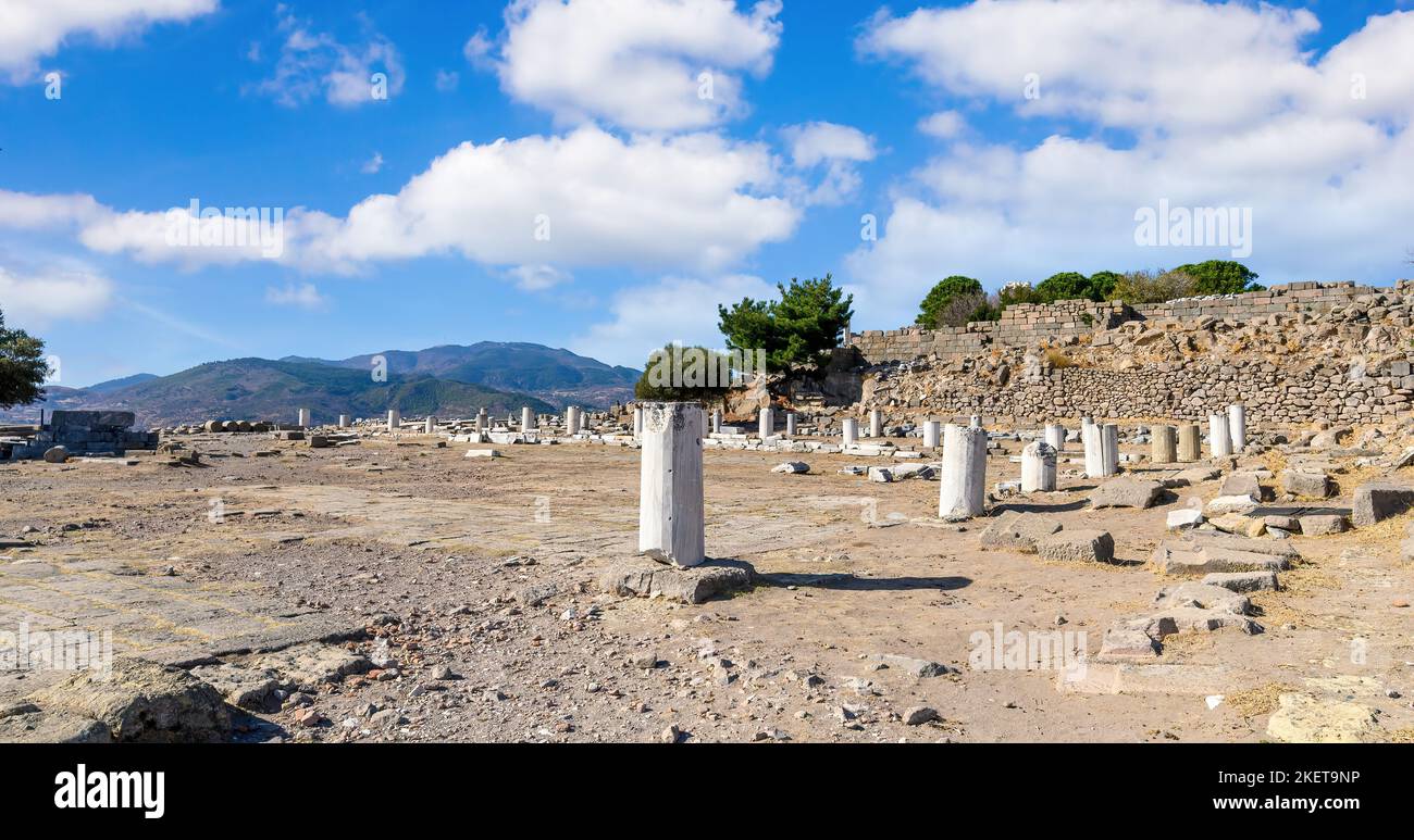 The Acropolis of Pergamon Ancient City Ruins in Bergama, Izmir, Turkey ...