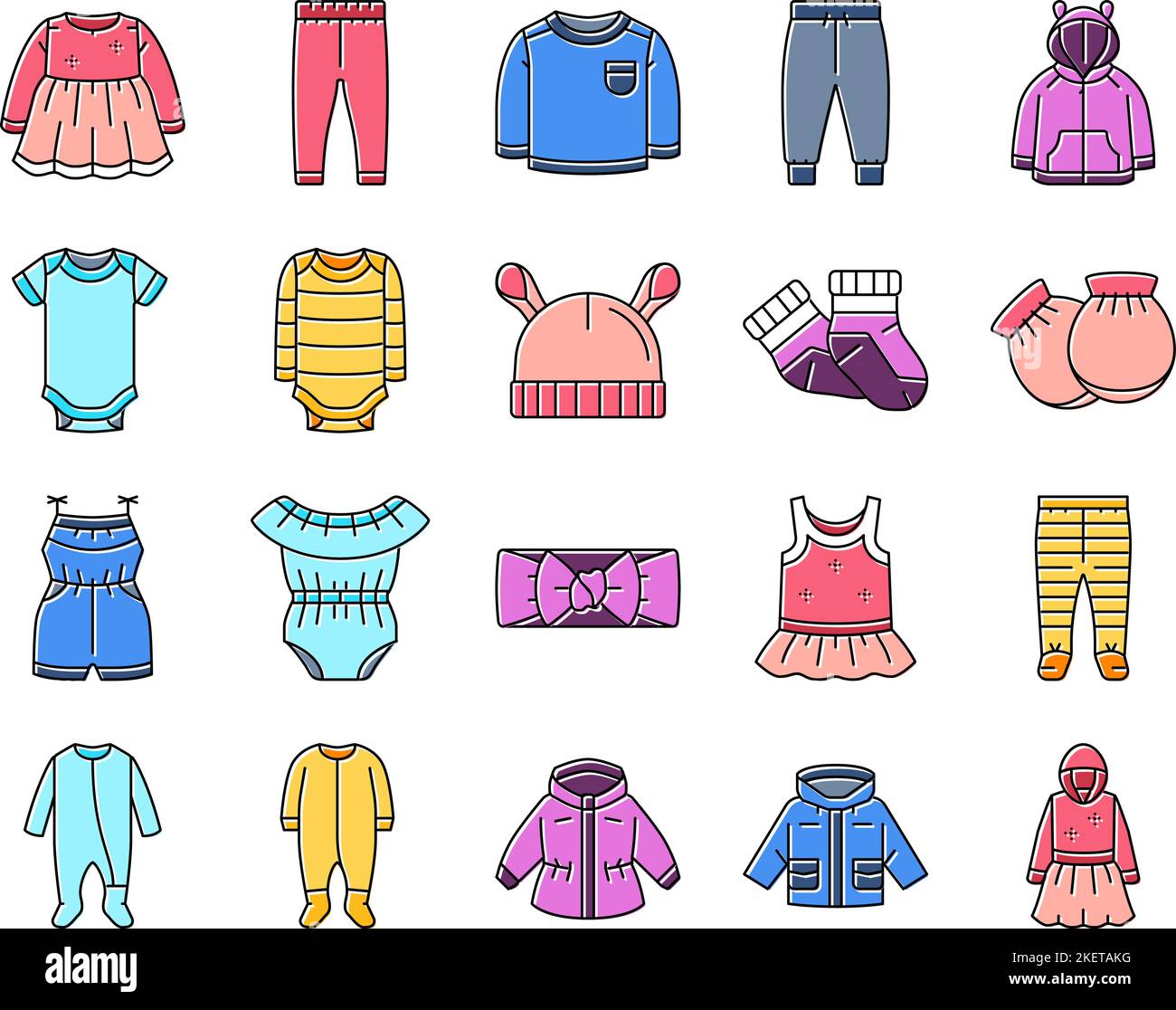 baby child infant fashion cloth icons set vector Stock Vector Image ...