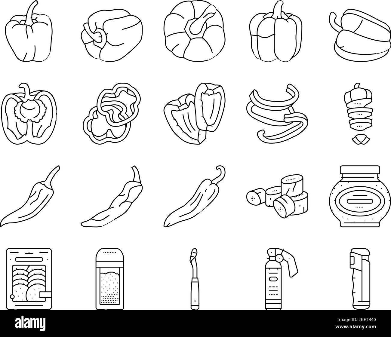 pepper ingredient food organic icons set vector Stock Vector Image ...