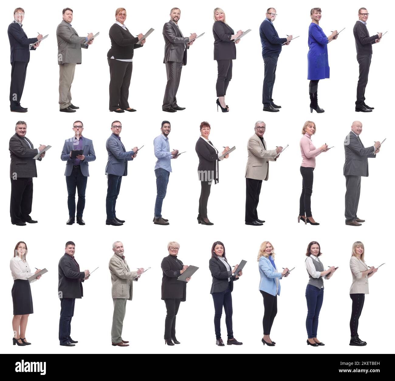 group of successful people with notepad in hands isolated Stock Photo ...