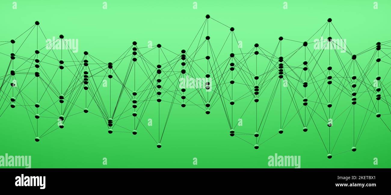 Abstract Green Plexus Technology Background With Connected And Interlinked Dots And Lines