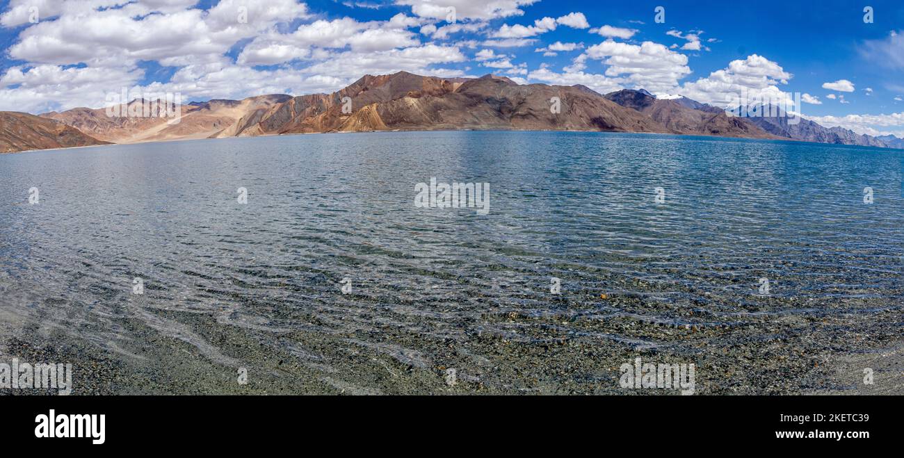Beautiful Pangong Tso Lake in Ladakh Himalayas in India. Surrounded by ...
