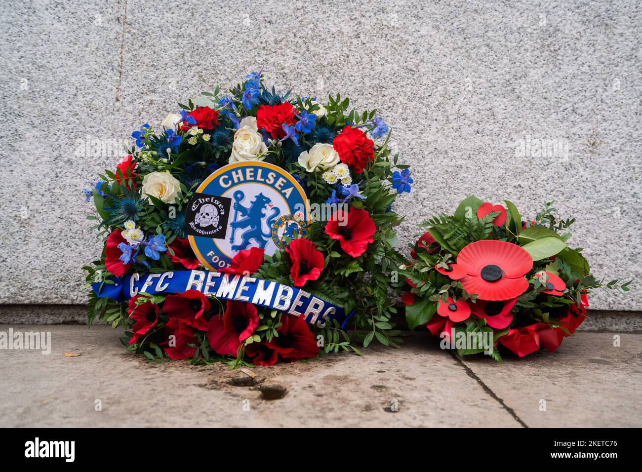Remembrance wreaths by Chelsea football supporters to honour the war ...
