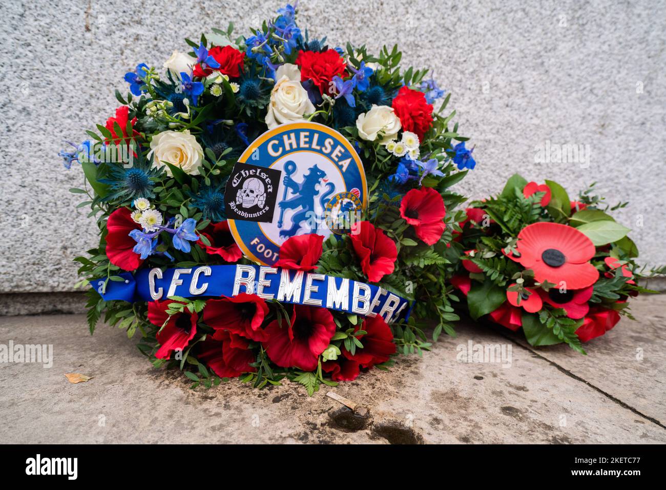 Remembrance wreaths by Chelsea football supporters to honour the war ...