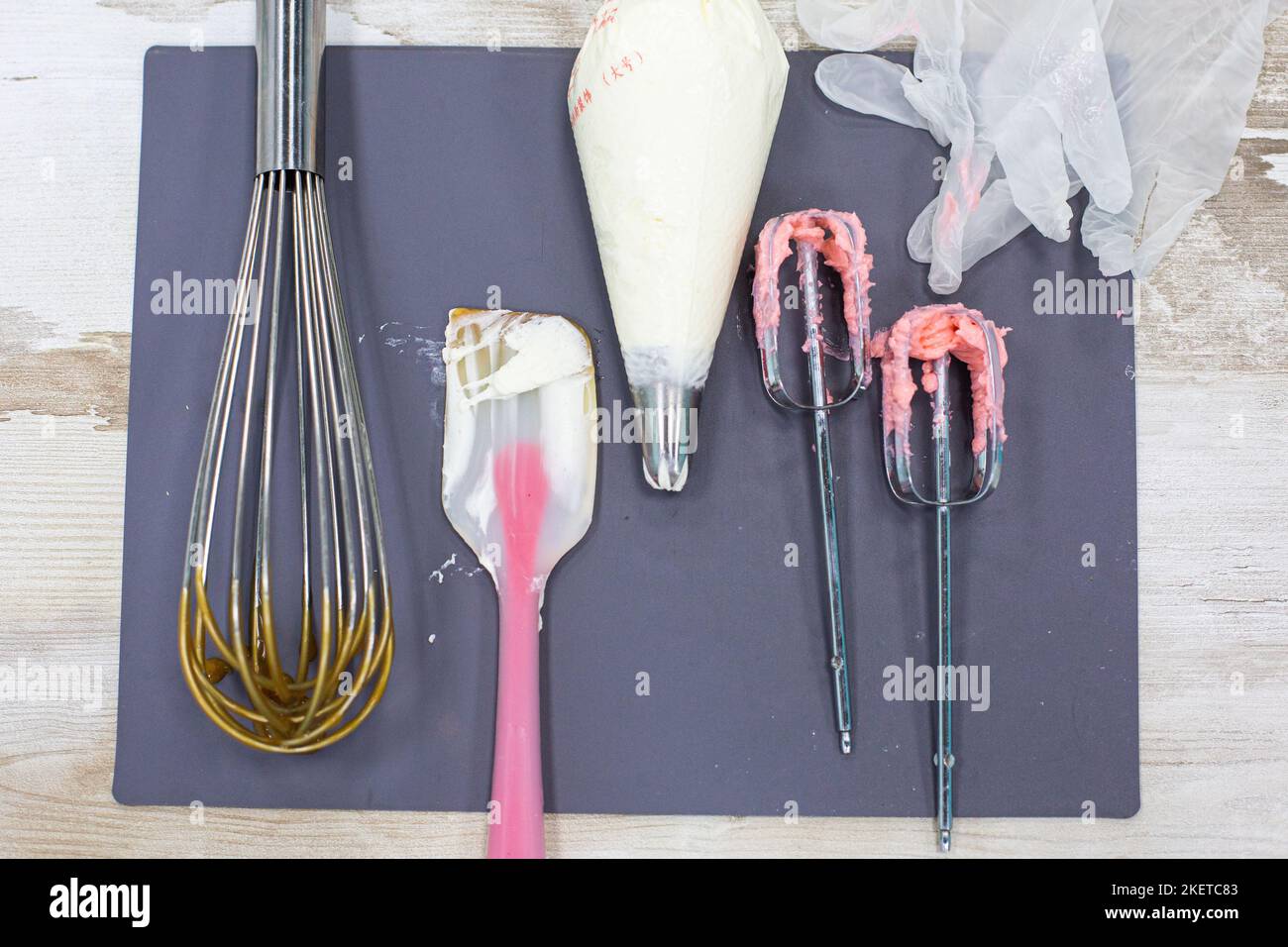 Workplace confectioner, accessories for making desserts background ...