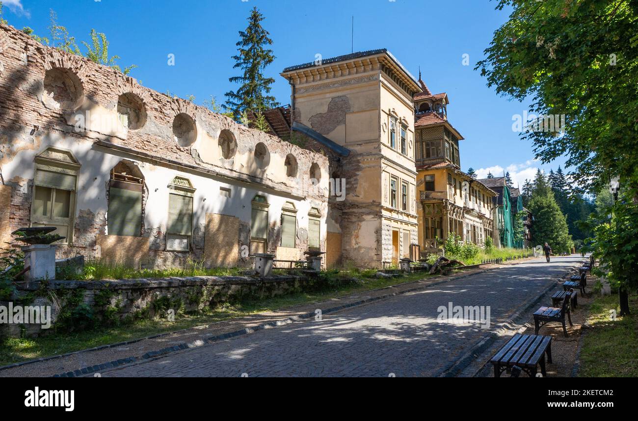Old creepy abandoned rotten ruined theater. Borsec Romania Stock Photo ...