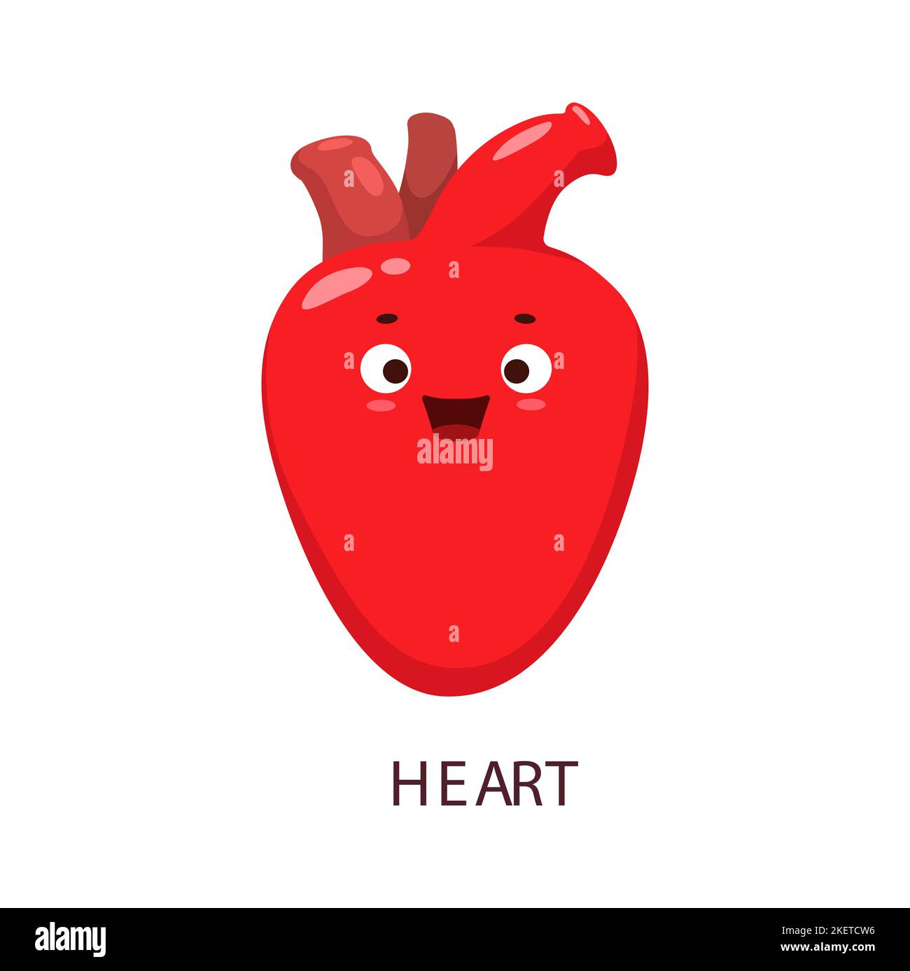 Cartoon red heart human body organ character. Vector personage of ...