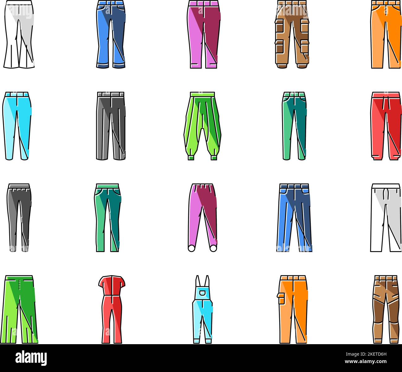 pants fashion clothes apparel icons set vector Stock Vector Image & Art ...