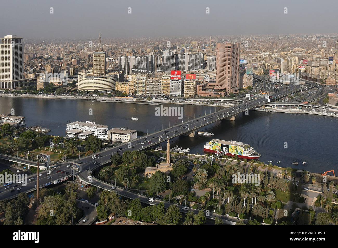 View from the Cairo Tower, tallest structure in Egypt and North Africa ...