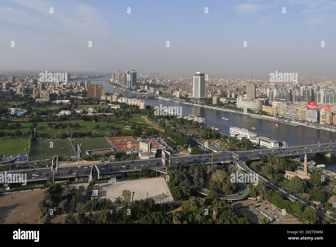 View from the Cairo Tower, tallest structure in Egypt and North Africa ...
